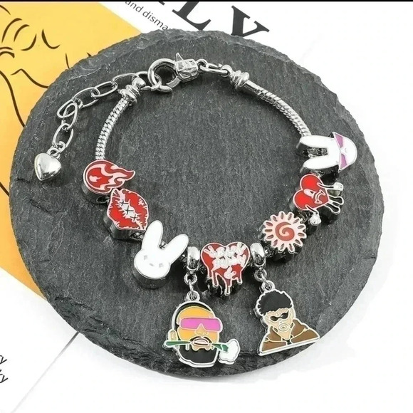 Jewelry | Bad Bunny Rapper Rap Singer Charms Bracelet | Poshmark